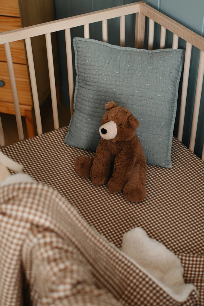 Drap contour lit de bébé - Vichy brown